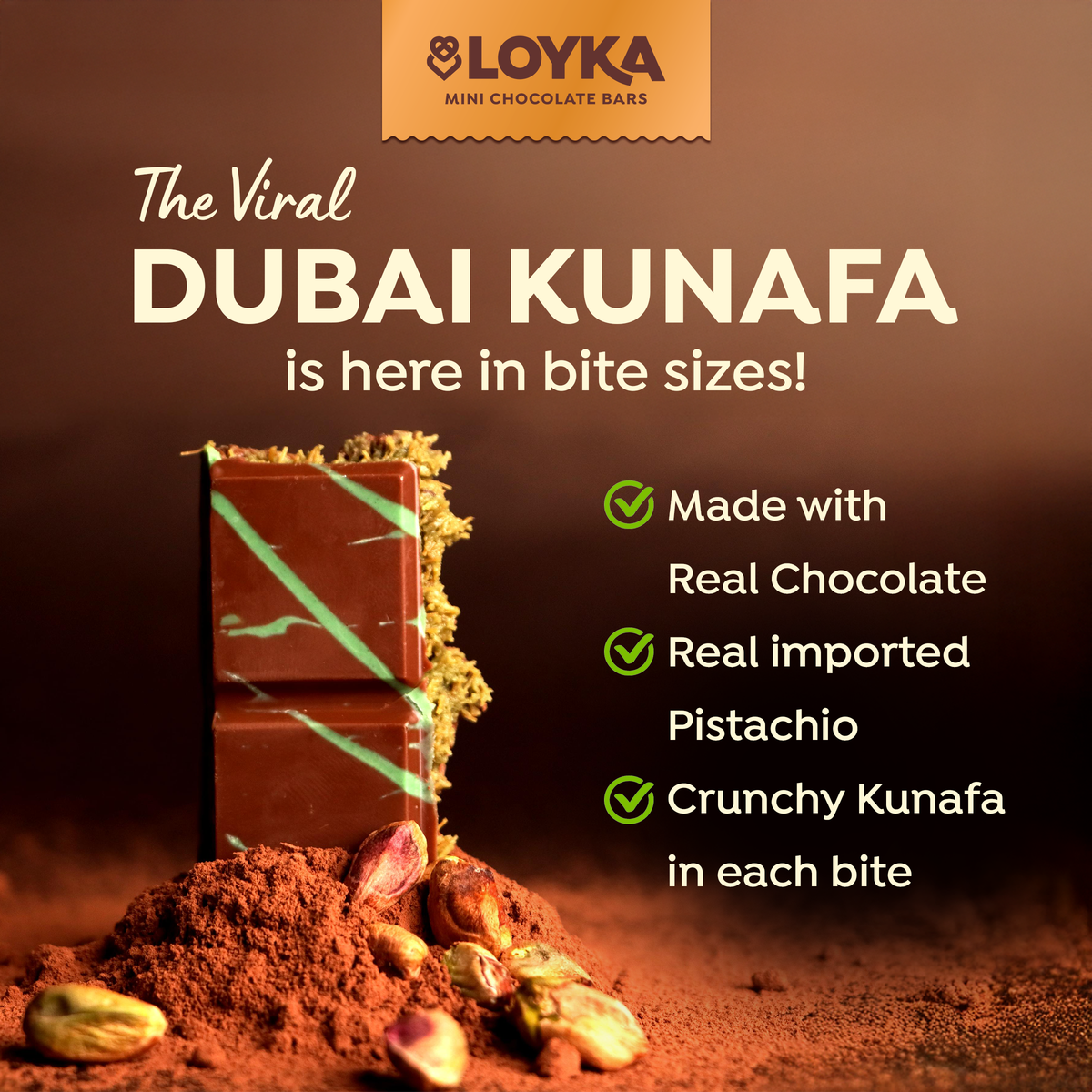 Dubai Kunafa Chocolate Bar – Loyka