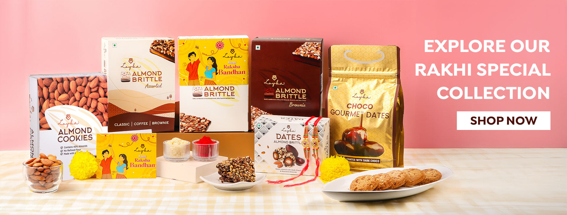 Loyka | Almond Brittle | Stuffed Dates | Almond Cookies | Florentines